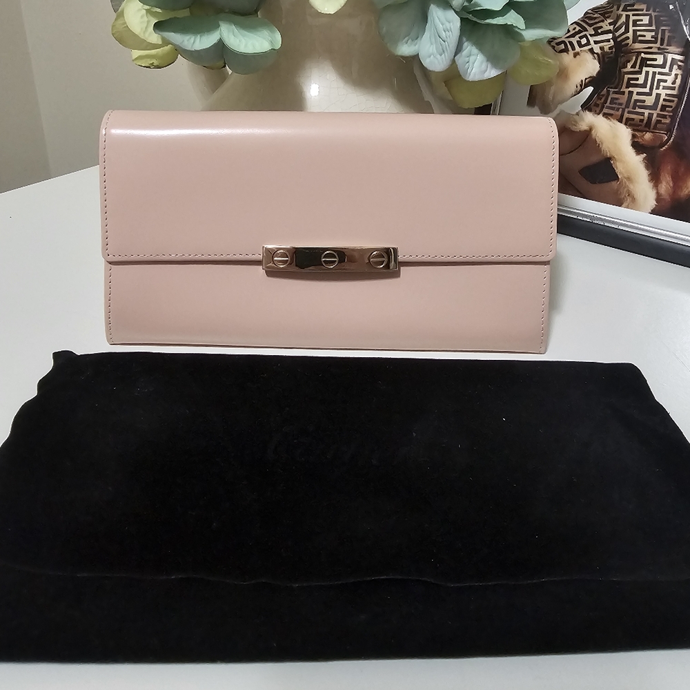 Euc Cartier Love Collection Long Pink Wallet - Gem